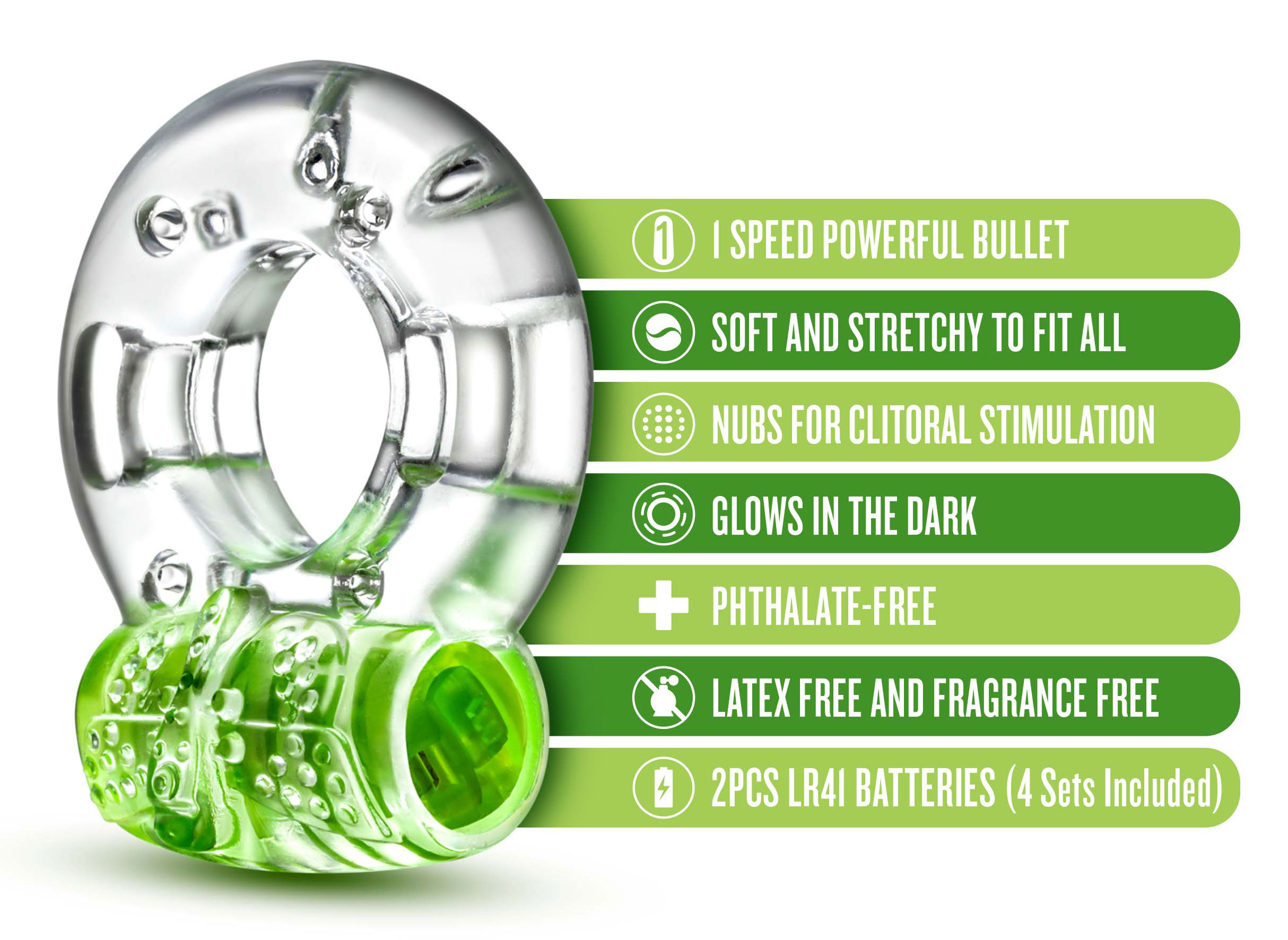 BL-30622 Play With Me - Arouser Vibrating C-Ring - Green Honey's Place