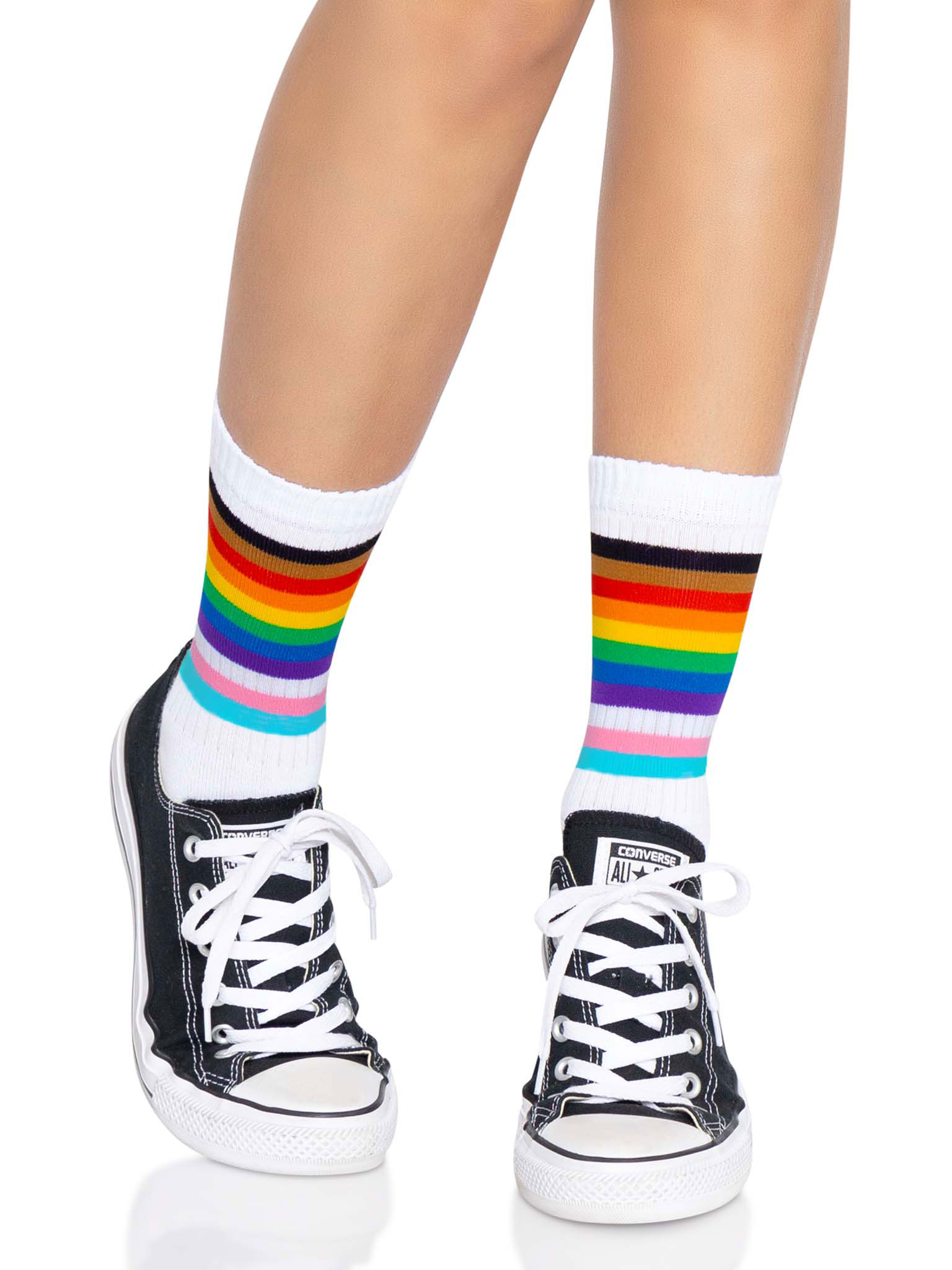 LA-3014RNBOS Pride Crew Socks - One Size - Rainbow Honey's Place